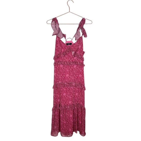 o.p.t | Dresses | Opt Tiered Floral Midi Dress Pink | Poshmark